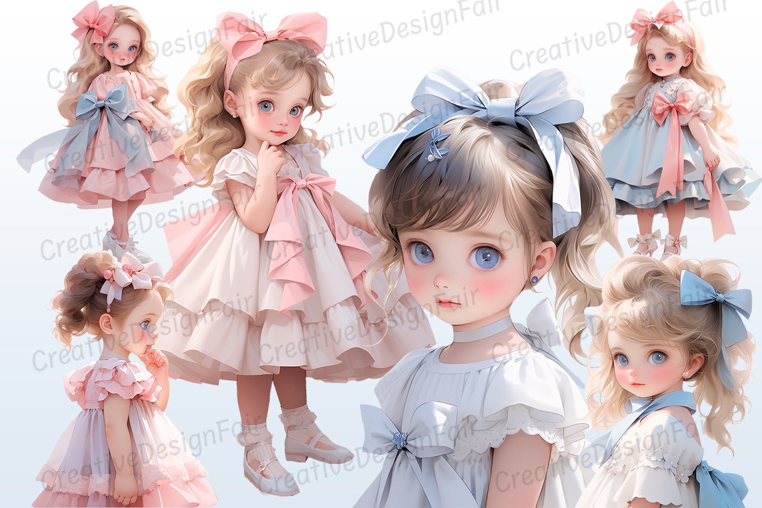 Cute Girl in Pink Dress 10 PNG NO Background Clipart Ephemera Junk ...