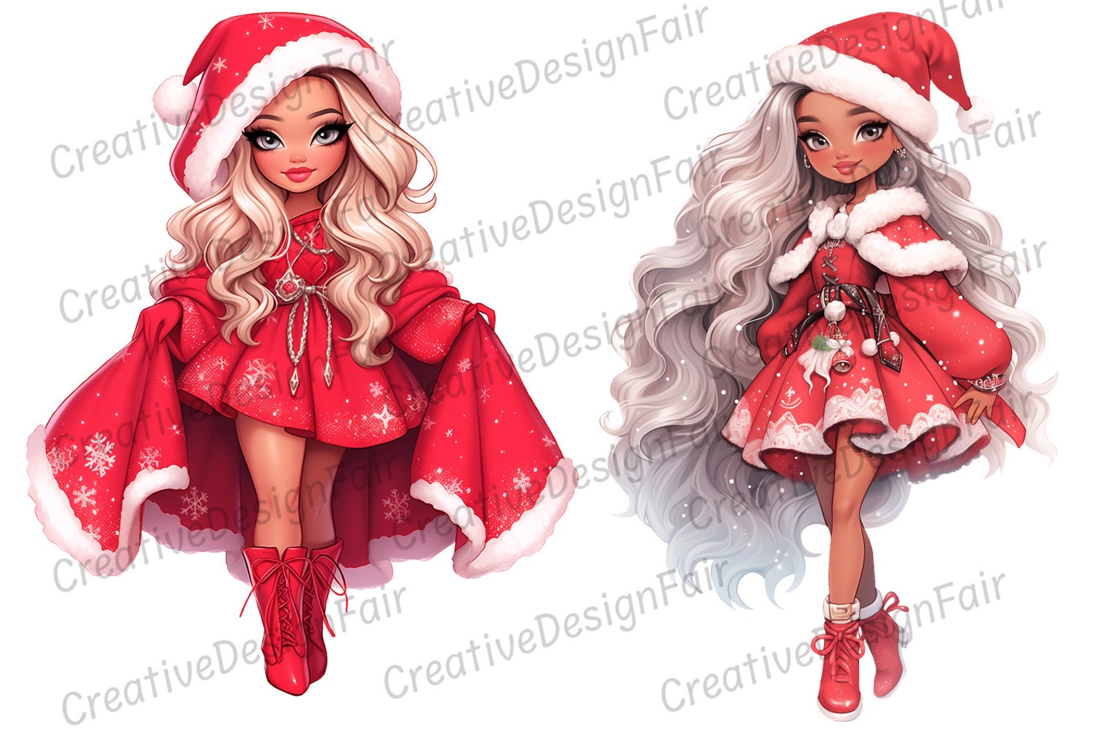 Cute Santa Girl PNG NO Background Clipart Ephemera Junk Journal ...