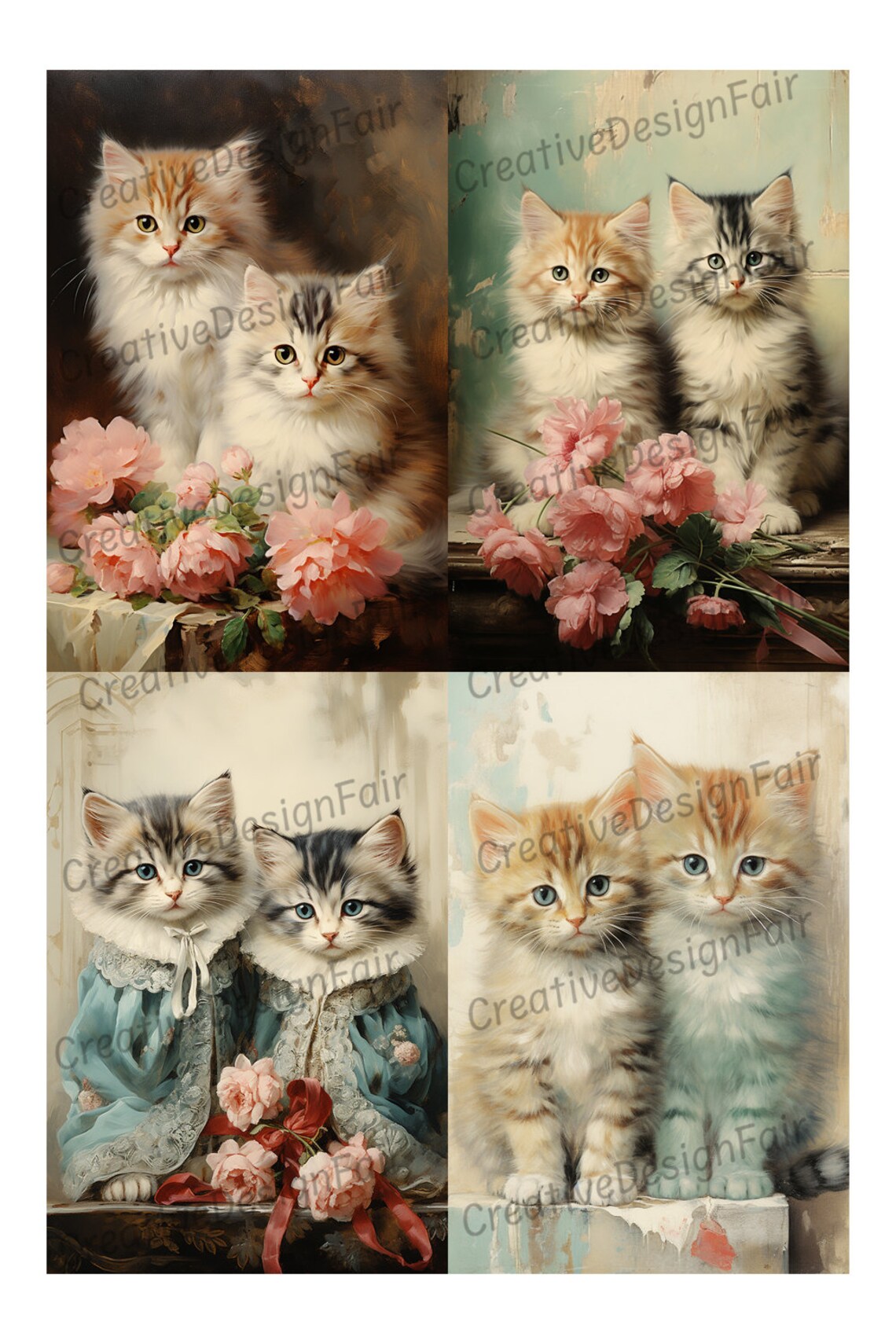 Cute Kittens Cat Victorian Postcard Ephemera Junk Journal Vintage ...