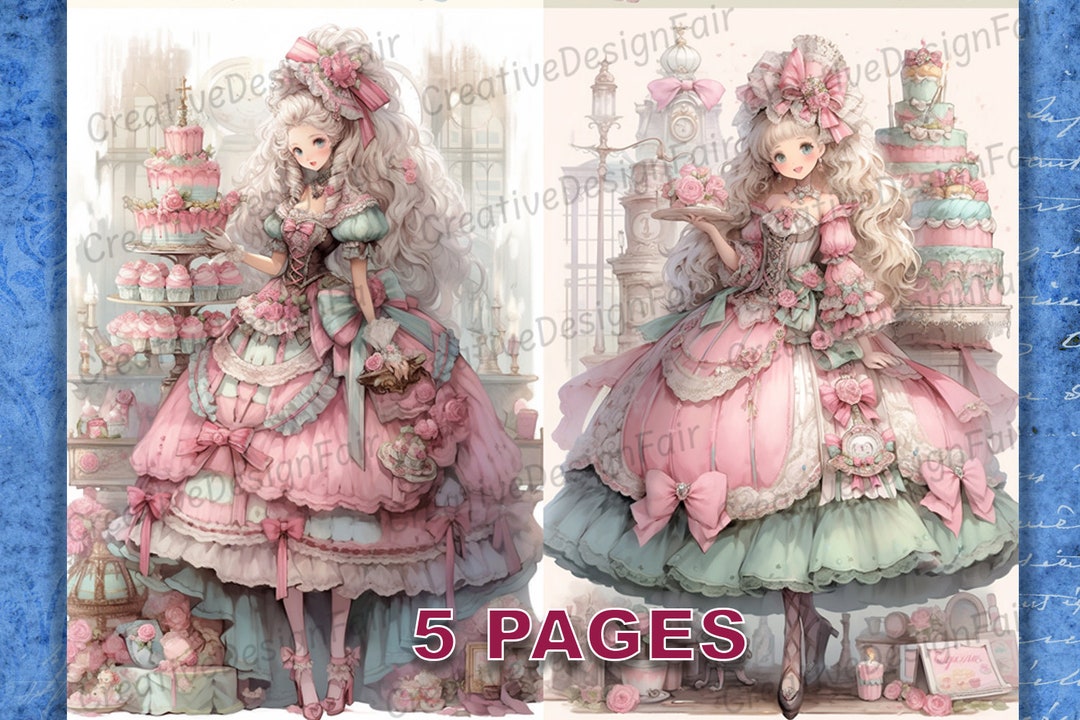 Rococo Princess Victorian Postcard Ephemera Junk Journal Vintage ...