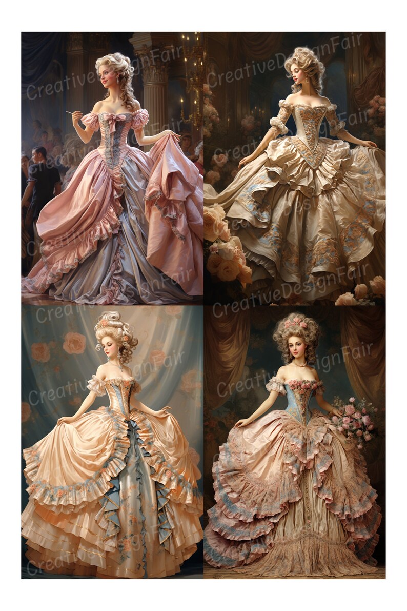 Rococo Lady Victorian Postcard Ephemera Junk Journal Vintage Watercolor ...