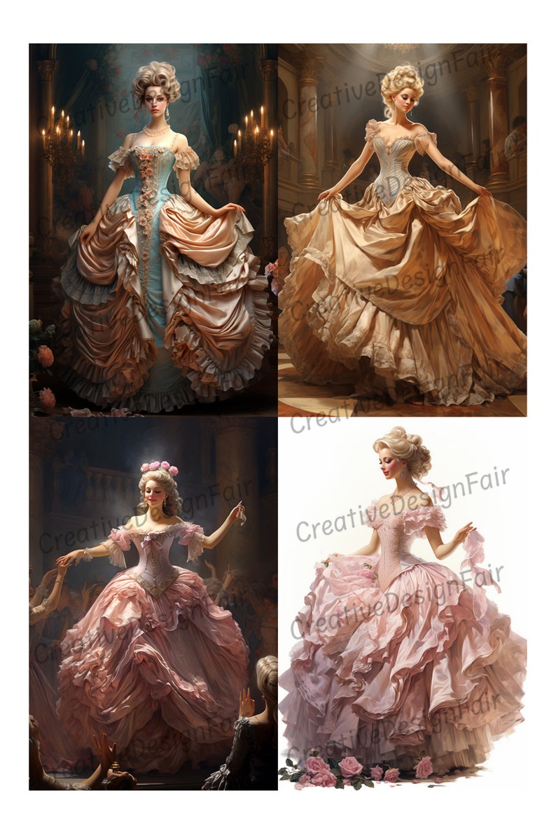 Rococo Lady Victorian Postcard Ephemera Junk Journal Vintage Watercolor ...