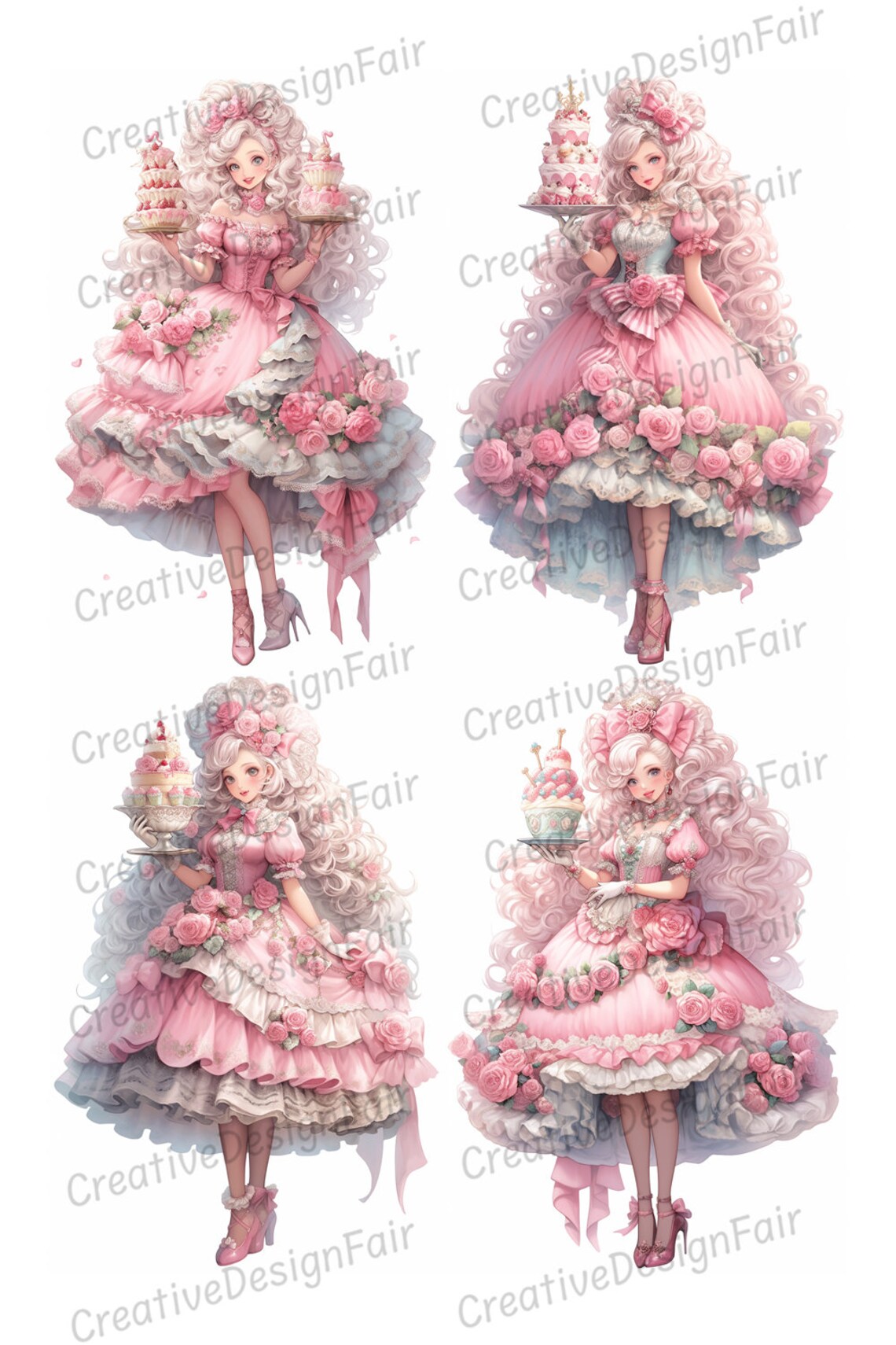 Rococo Princess Victorian Postcard Ephemera Junk Journal Vintage ...