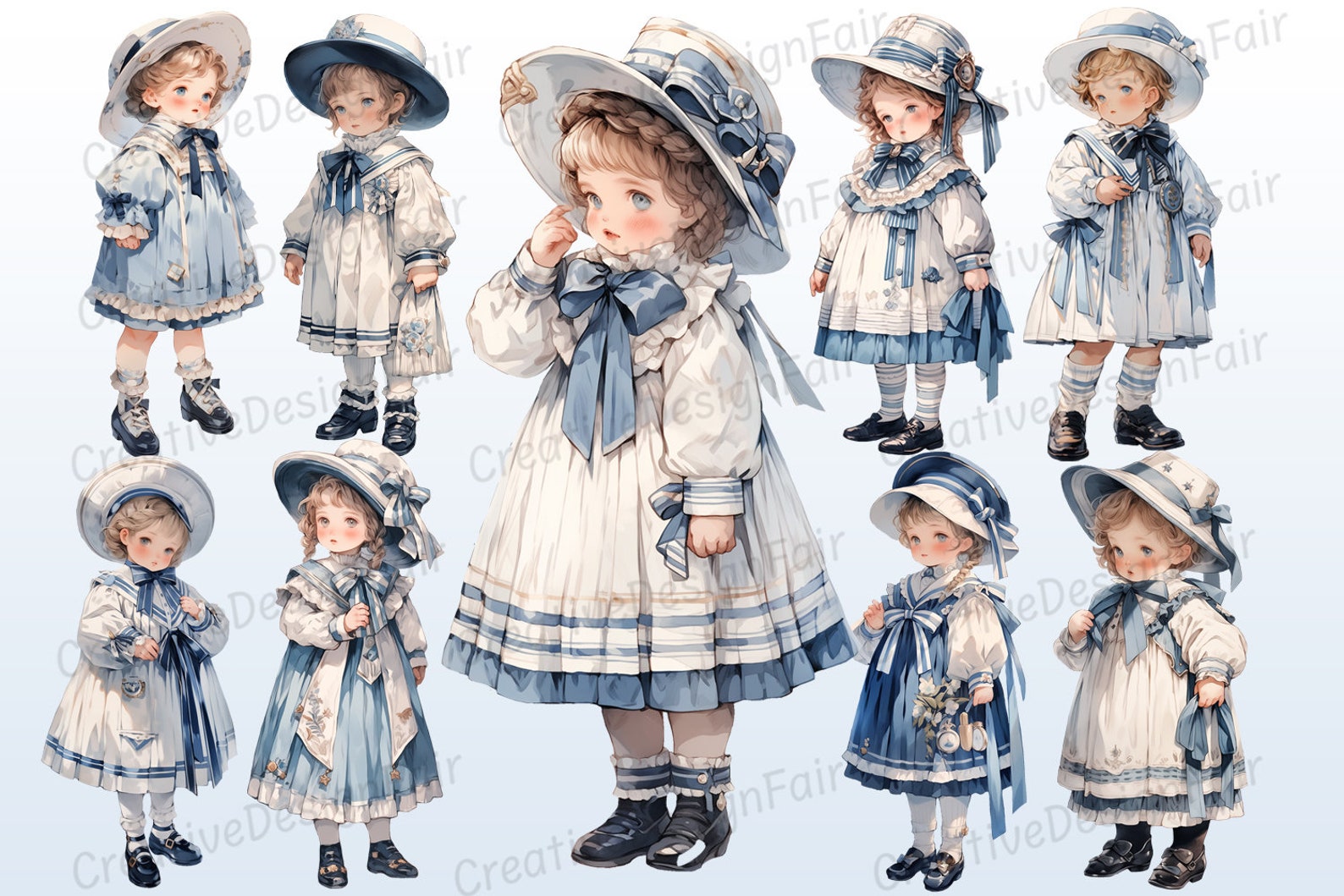 Cute Victorian Sailor Girl 10 PNG NO Background Clipart Ephemera Junk ...