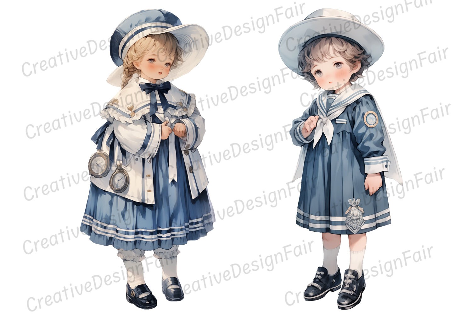 Cute Victorian Sailor Girl 10 PNG NO Background Clipart Ephemera Junk ...