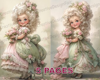 Rococo Princess Victorian Postcard Ephemera Junk Journal Vintage ...