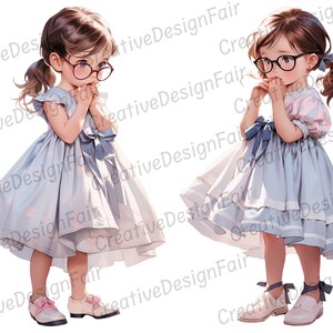 Little Girl in Eye Glasses 10 PNG NO Background Clipart Ephemera Junk ...