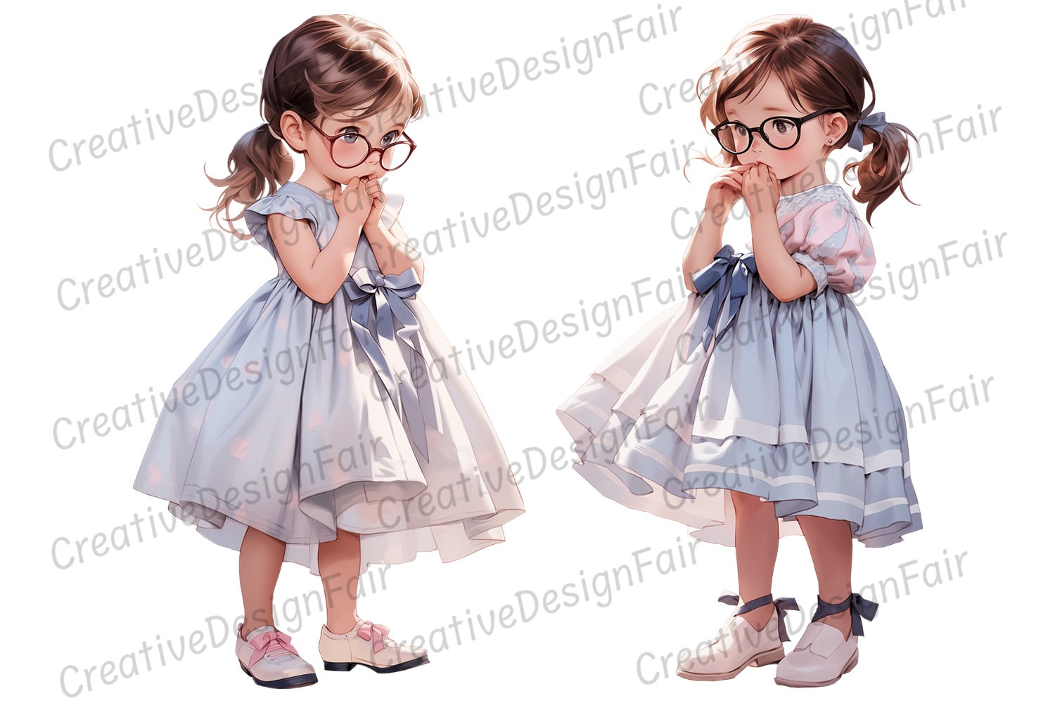 Little Girl in Eye Glasses 10 PNG NO Background Clipart Ephemera Junk ...