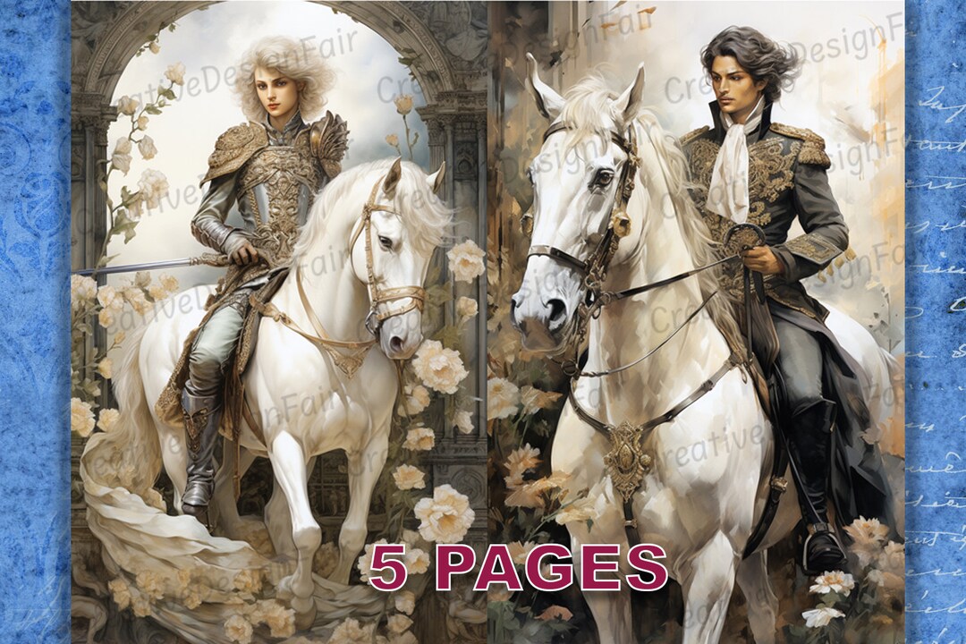 Medieval Prince Horse Story Victorian Postcard Ephemera Junk Journal ...