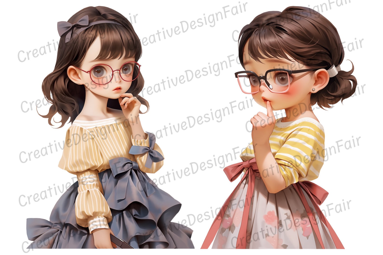 Little Girl in Eye Glasses 10 PNG NO Background Clipart Ephemera Junk ...