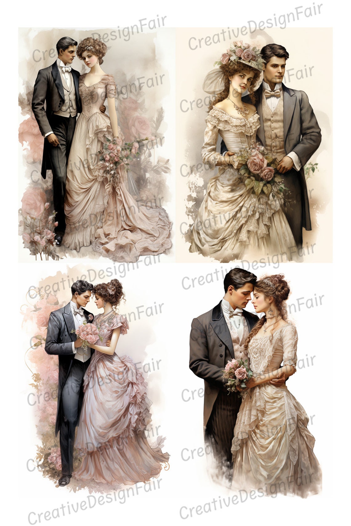 Victorian Wedding Ephemera Junk Journal Vintage Watercolor Commercial ...