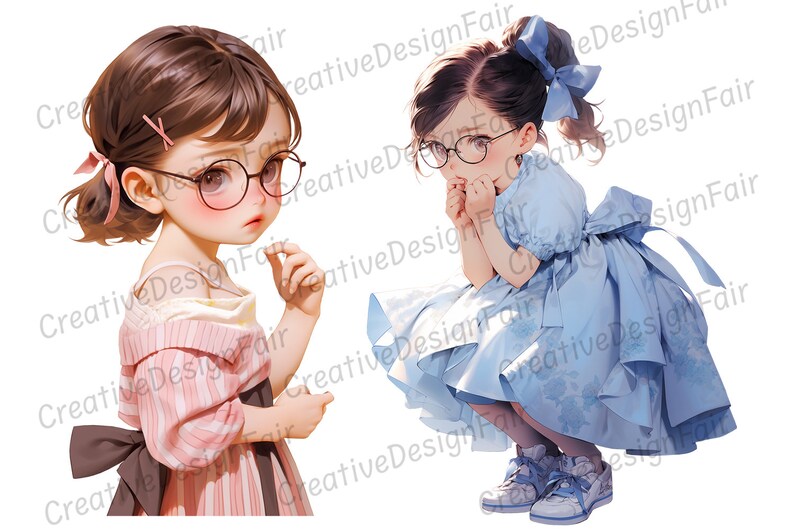Little Girl in Eye Glasses 10 PNG NO Background Clipart Ephemera Junk ...