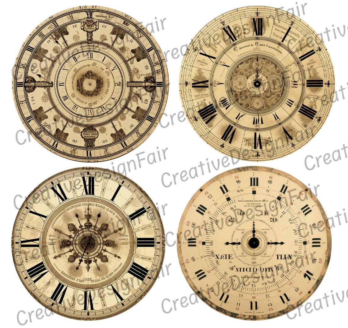 Vintage Clock Clipart Large 20 PNG NO Background Ephemera Journal ...