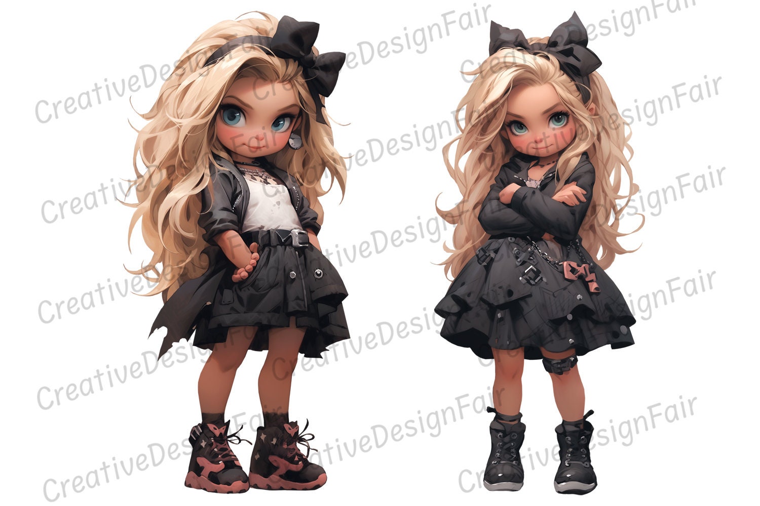 Little Grumpy Girl and Cat 10 PNG NO Background Clipart Ephemera Junk ...