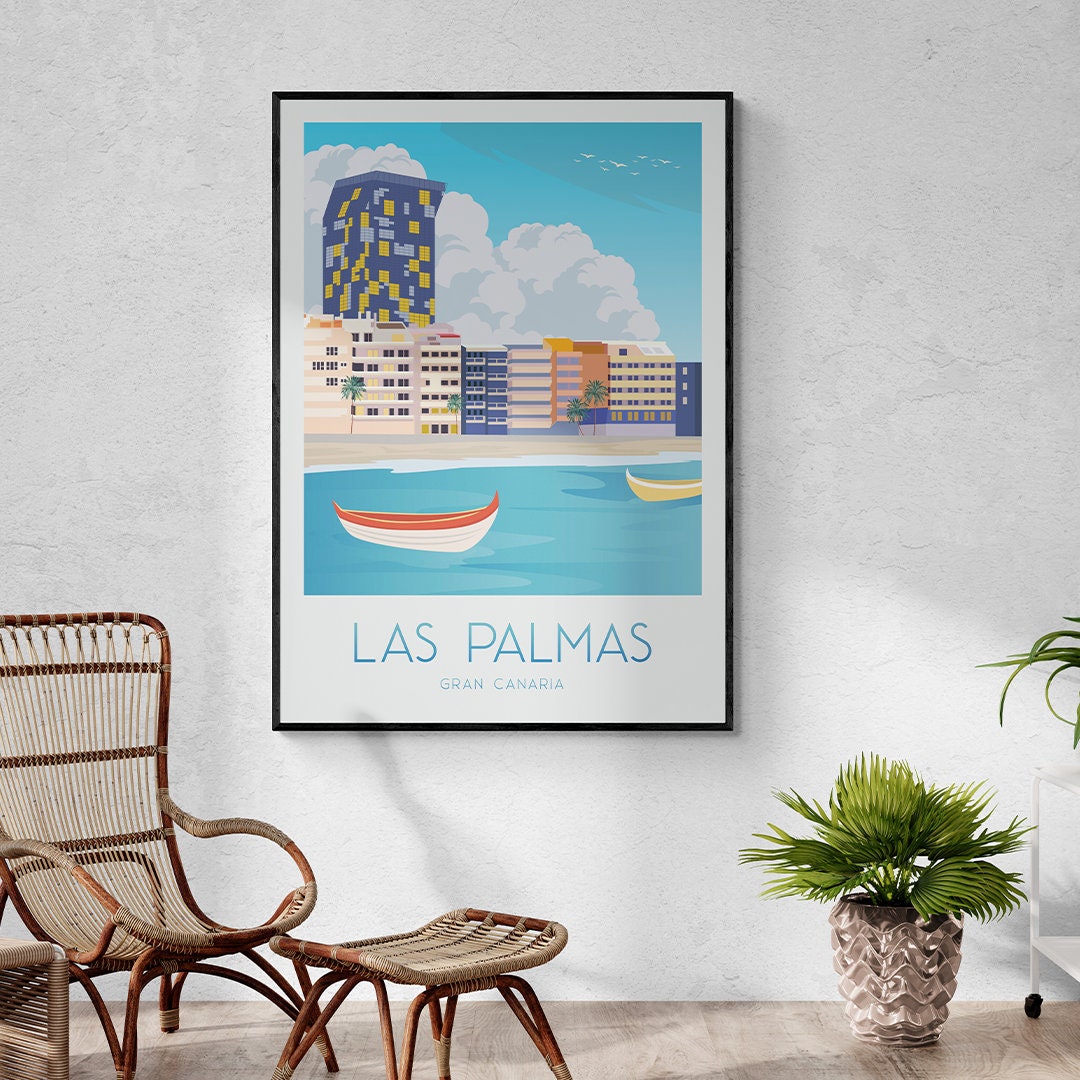 Las Palmas Vintage Poster, Gran Canaria Wall Art, Canary Islands ...
