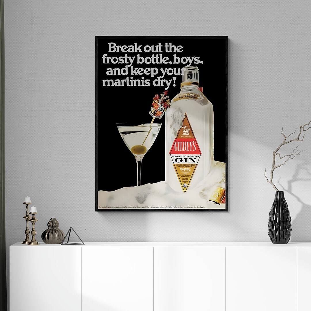 Gilbeys Gin Poster,poster Gin Tonic ,vintage Gin Poster ,vintage ...