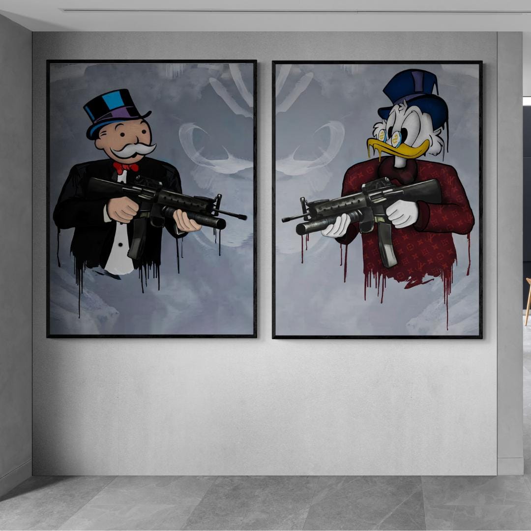 Scrooge Mcduck and Mr Monopoly Set of 2, Monopoly Art,alec Monopoly Art ...