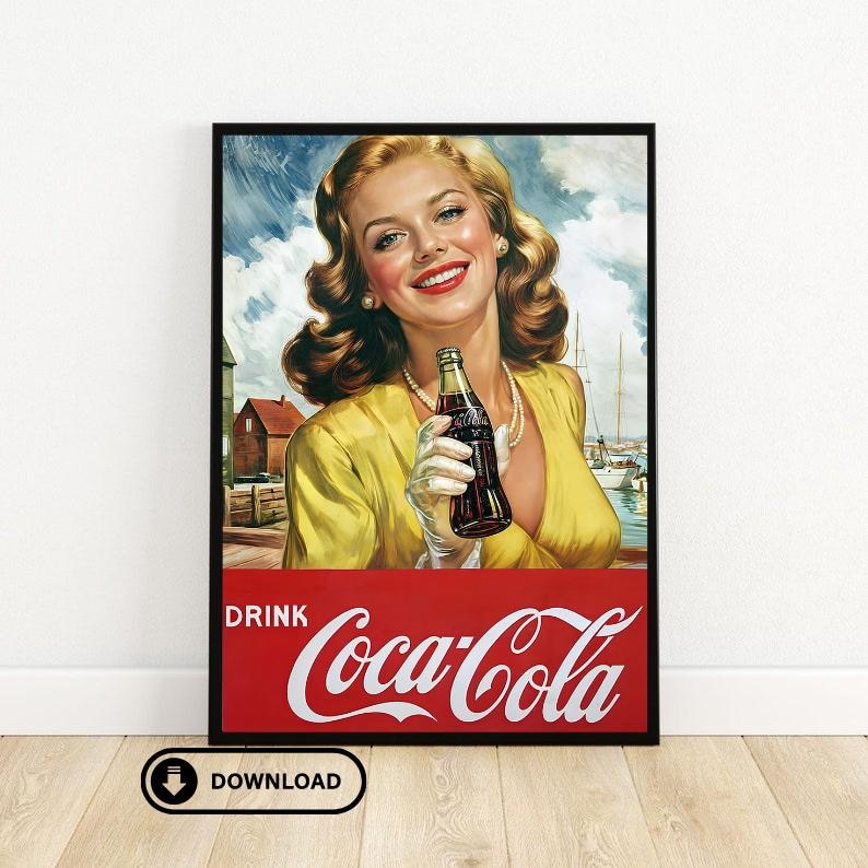 Drink Coca Cola Vintage, Coca Cola Poster, Printable Poster, Printable ...