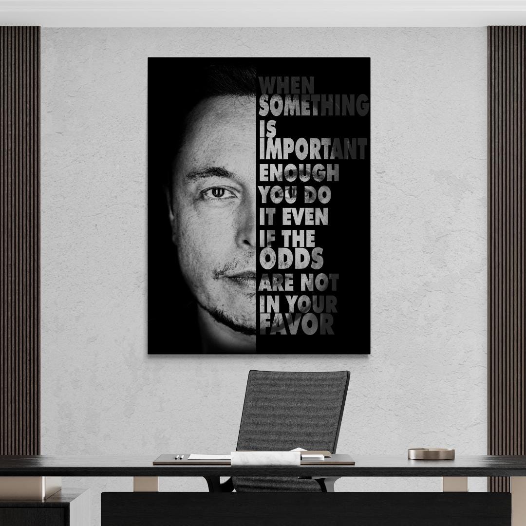 Elon Musk Poster, Elon Musk Art, Motivational Art, Motivational Poster ...