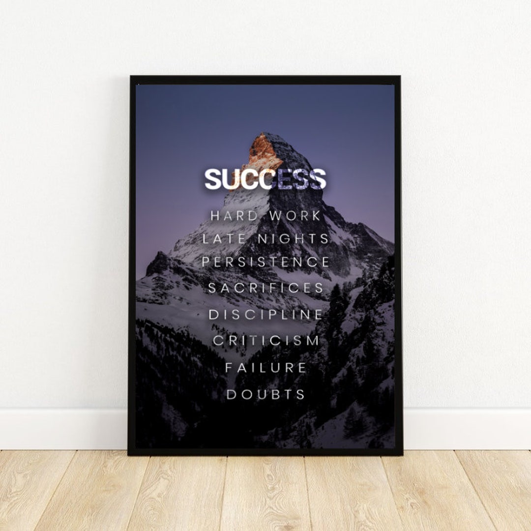 Success Mountain Art,inspiring Quote Posters,entrepreneur Wall Art ...