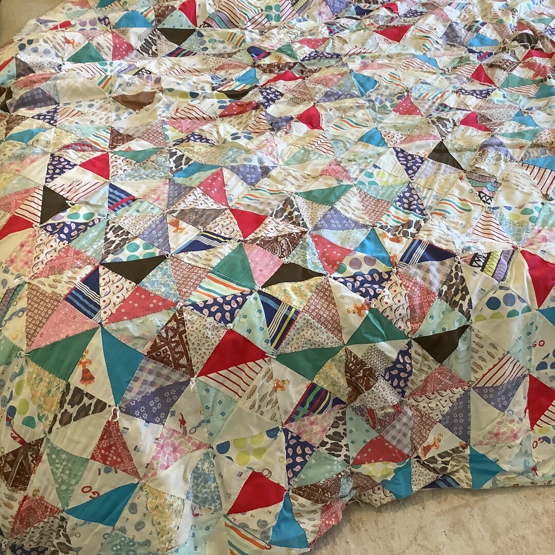 Antique Triangle Patchwork Quilt, Bedding, Handmade Quilts, Blankets ...
