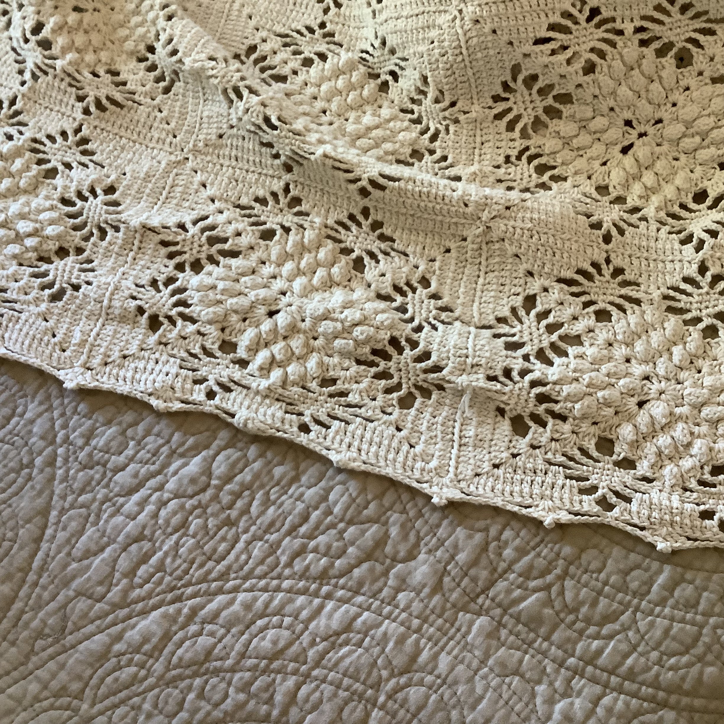 Vintage Hand Crochet Coverlet, Popcorn Crochet Throw, Crochet ...