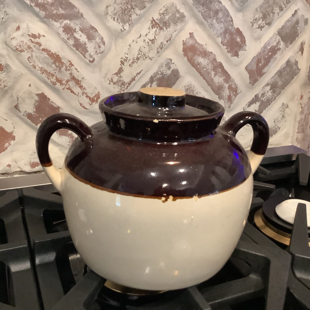 Vintage Ceramic Bean Pot With Lid, Ceramic Crock, Cookware - Etsy