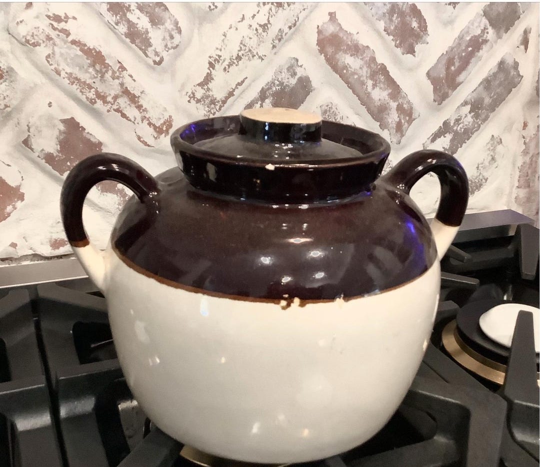 Vintage Ceramic Bean Pot With Lid, Ceramic Crock, Cookware - Etsy