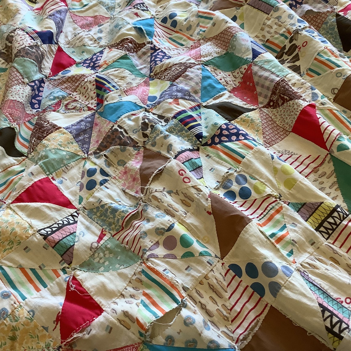 Antique Triangle Patchwork Quilt, Bedding, Handmade Quilts - Etsy