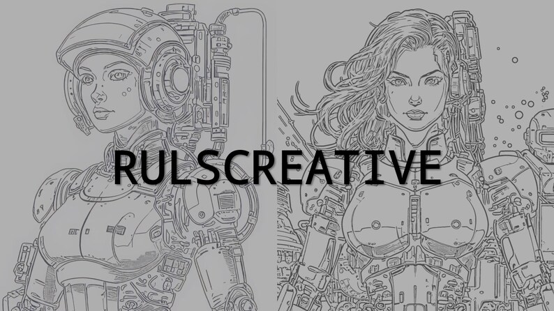 Coloring Pages Mecha Girls Digital Book Robotic Girl Illustrations ...