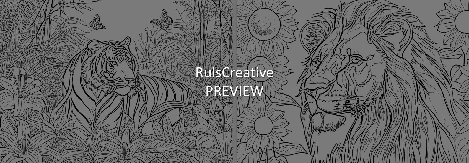 Coloring Pages Panthera Genus Digital Book Tiger Lion Cute PDF Download ...