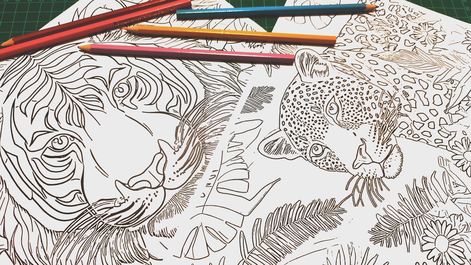 Coloring Pages Panthera Genus Digital Book Tiger Lion Cute PDF Download ...