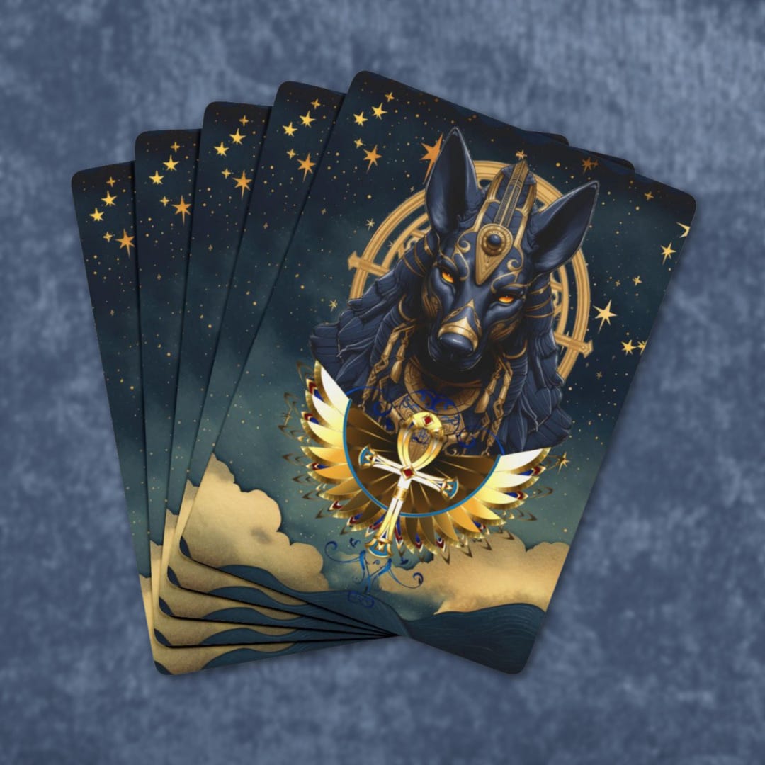 Egyptian Mythology Deck for Games or Divination, God Anubis Design ...