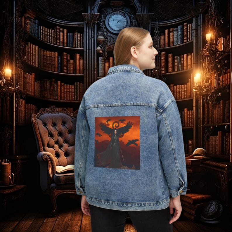 Irish Goddess Morrigan Women's Jean Jacket - Mythology Inspired ...