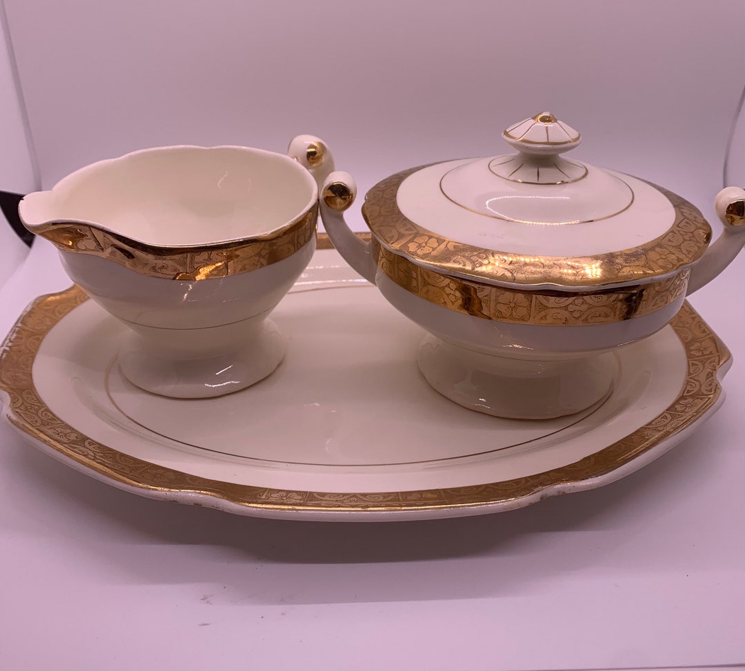 Stetson China 22kt Gold Sugar and Creamer Set - Etsy