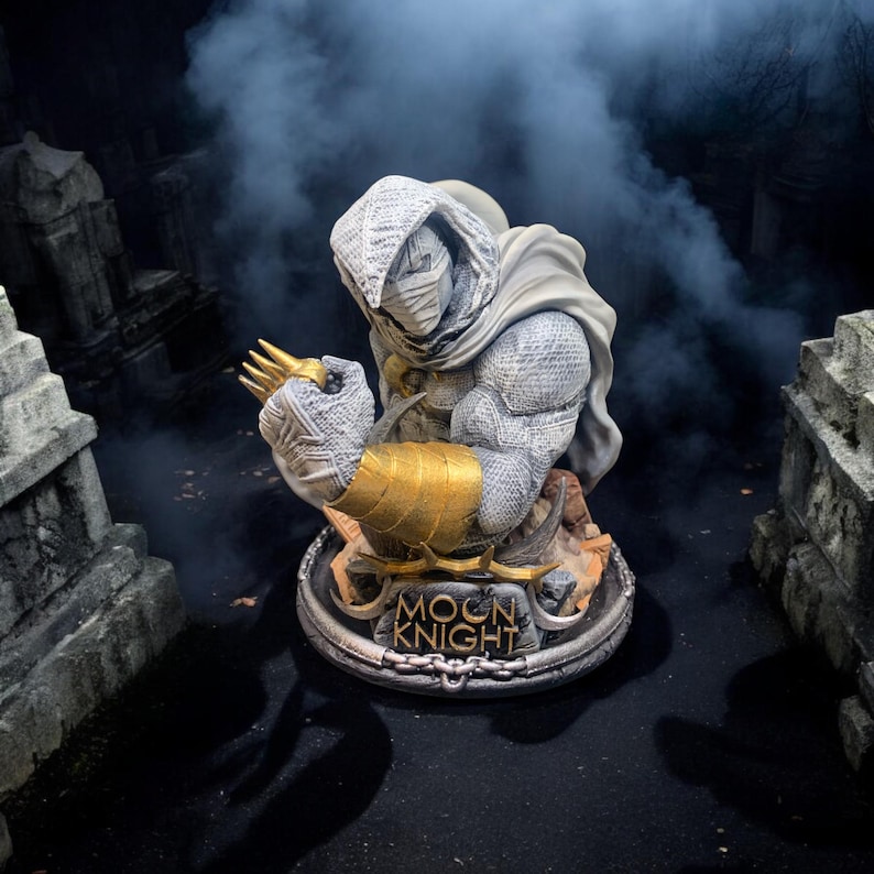 Moon Knight Figure (4k Resin 3D Printed and Painted) - Etsy