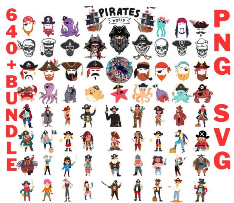 Cute Sea Pirates Svg Bundle, Pirate Svg, Pirate Ship Svg, Pirate ...