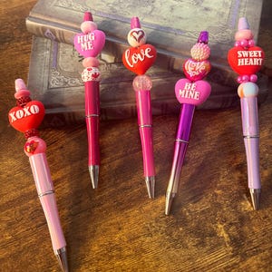 Conversation Heart Pen plus 15 Beads Valentine's Day Pen Customizable ...