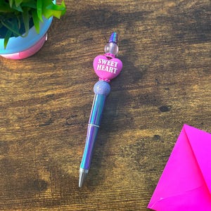 Conversation Heart Pen plus 15 Beads Valentine's Day Pen Customizable ...
