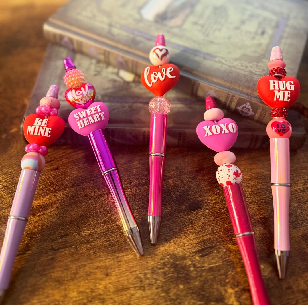 Conversation Heart Pen plus 15 Beads Valentine's Day Pen Customizable ...