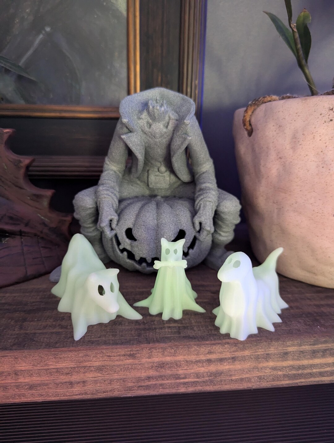 Set of 3 Glow in the Dark Ghost Dogs - Spooky Pet Decor for Halloween ...
