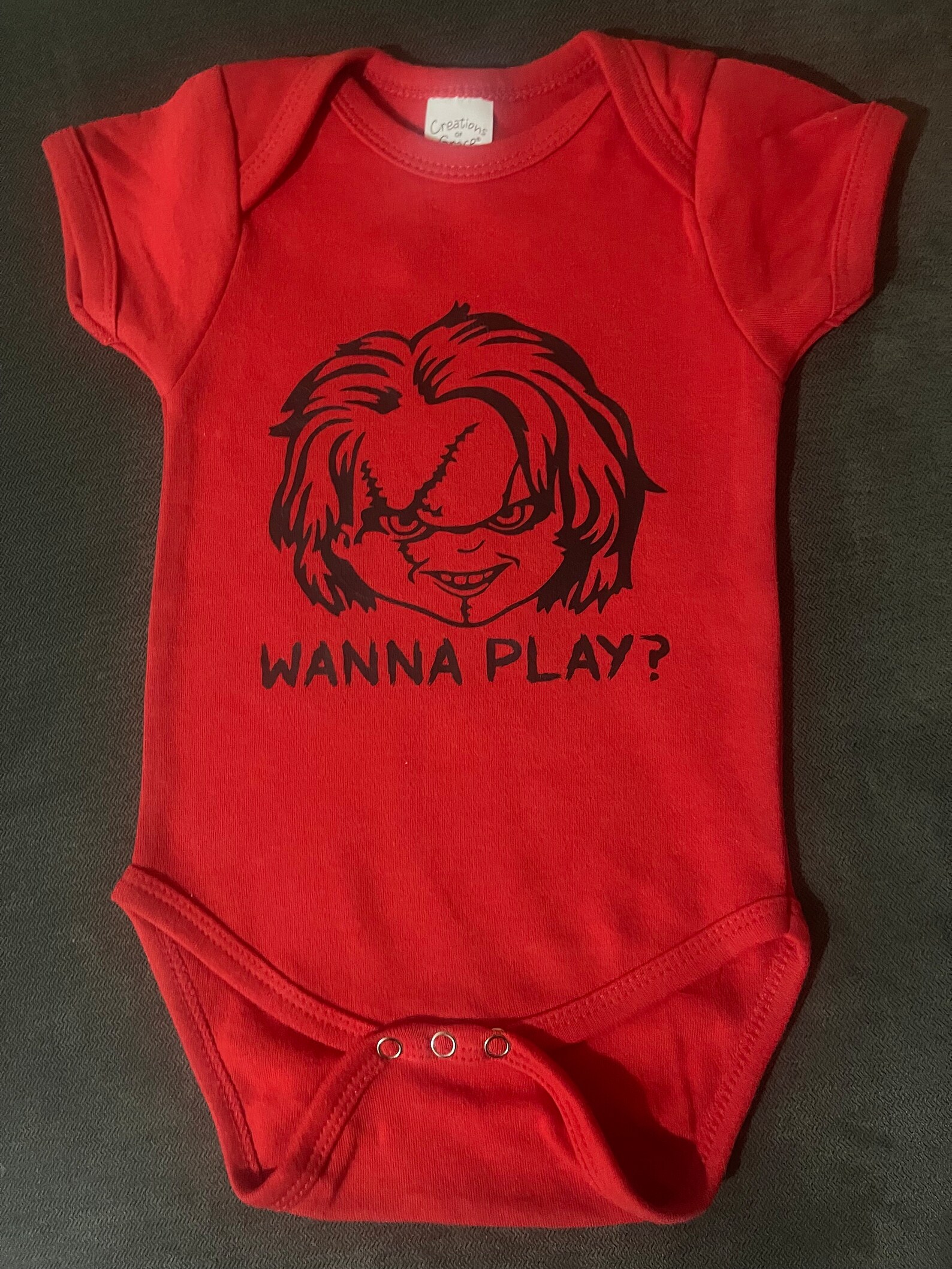 Halloween Chucky Onsie and Bib Set Want to Play - Etsy