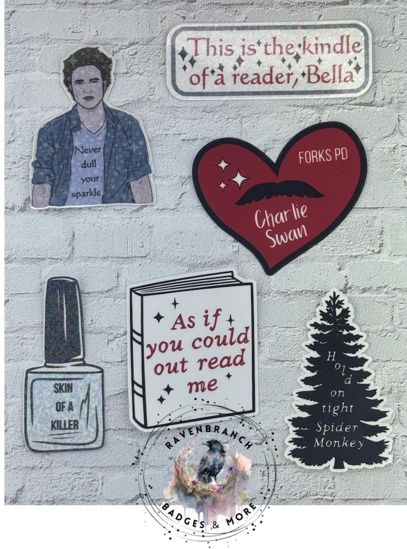 Twilight Saga Stickers, Glossy & Holographic Sparkle, Team Edward - Etsy