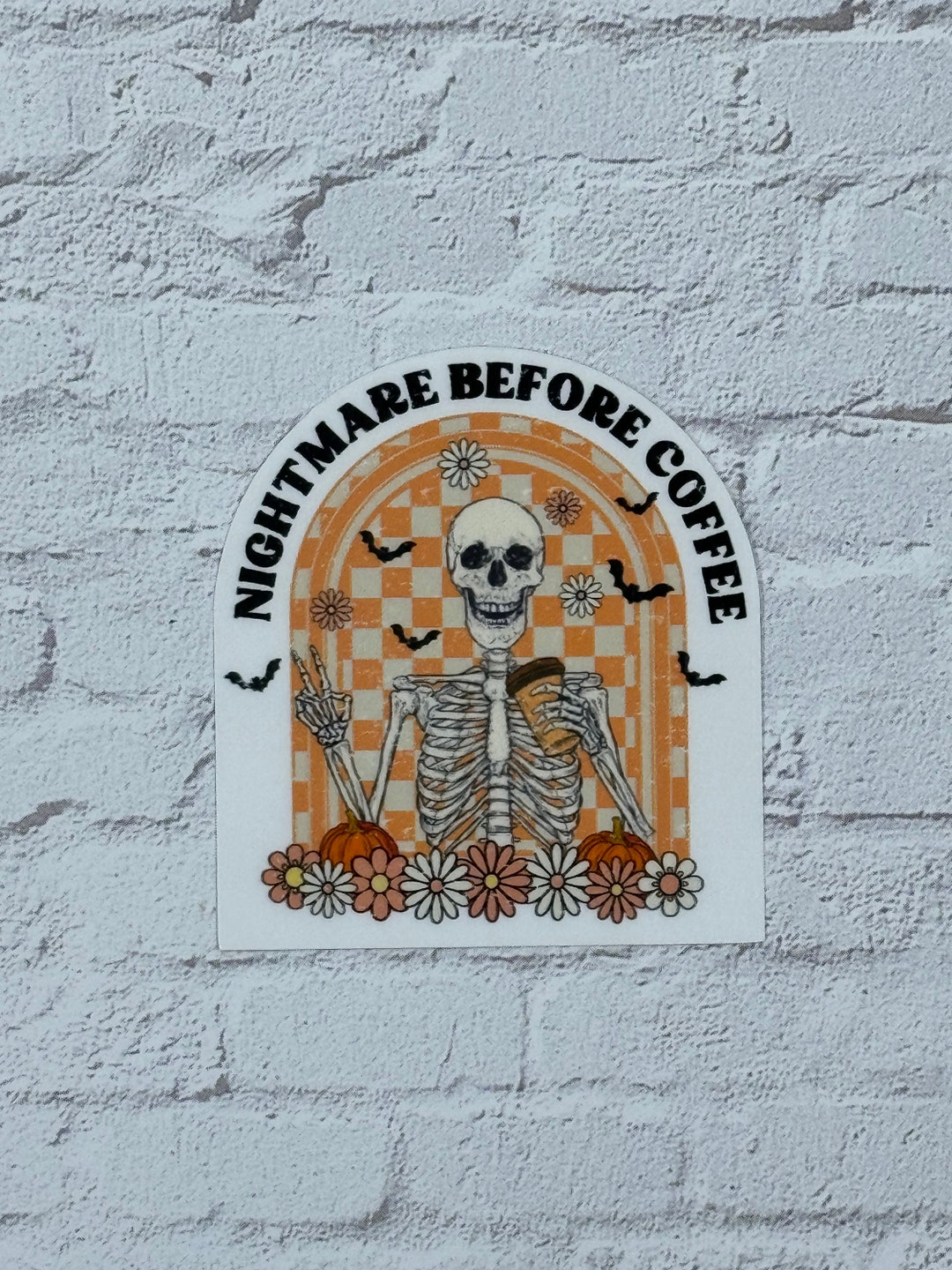 Sticker, Skeleton Sticker, Nightmare Before Coffee Sticker, Pumpkin ...