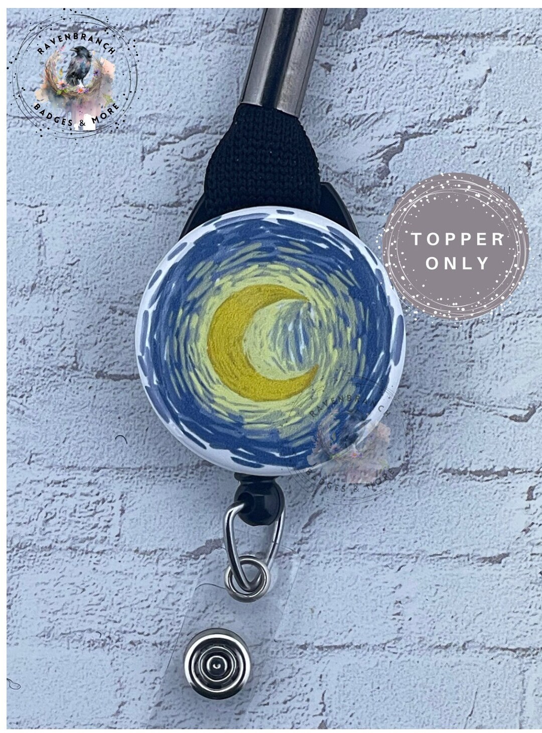 Moon Art Badge Reel Topper - Etsy