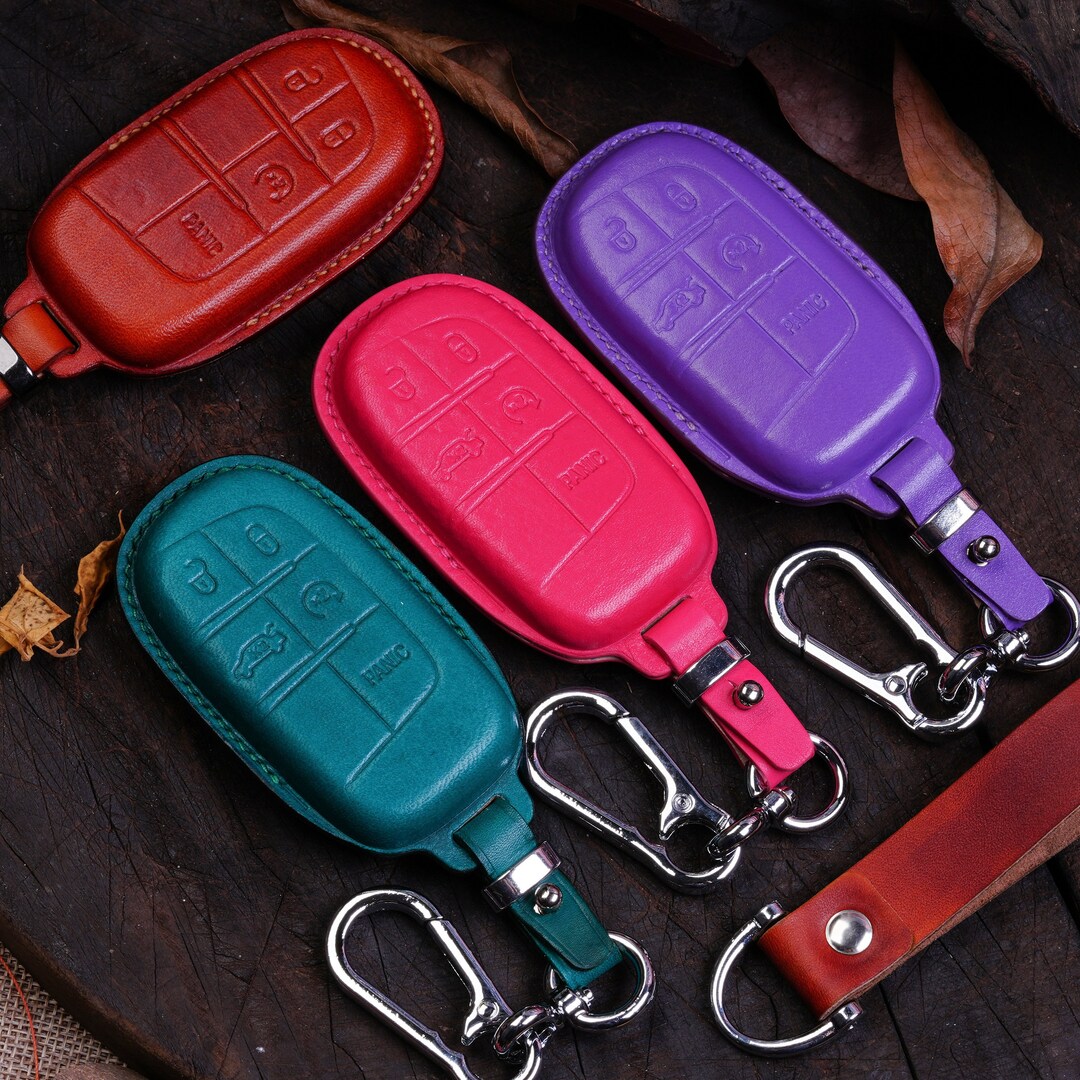 Leather Key Fob Cover 2024 Chryslerr 1500, Grand Cherokee, Durango Srt ...