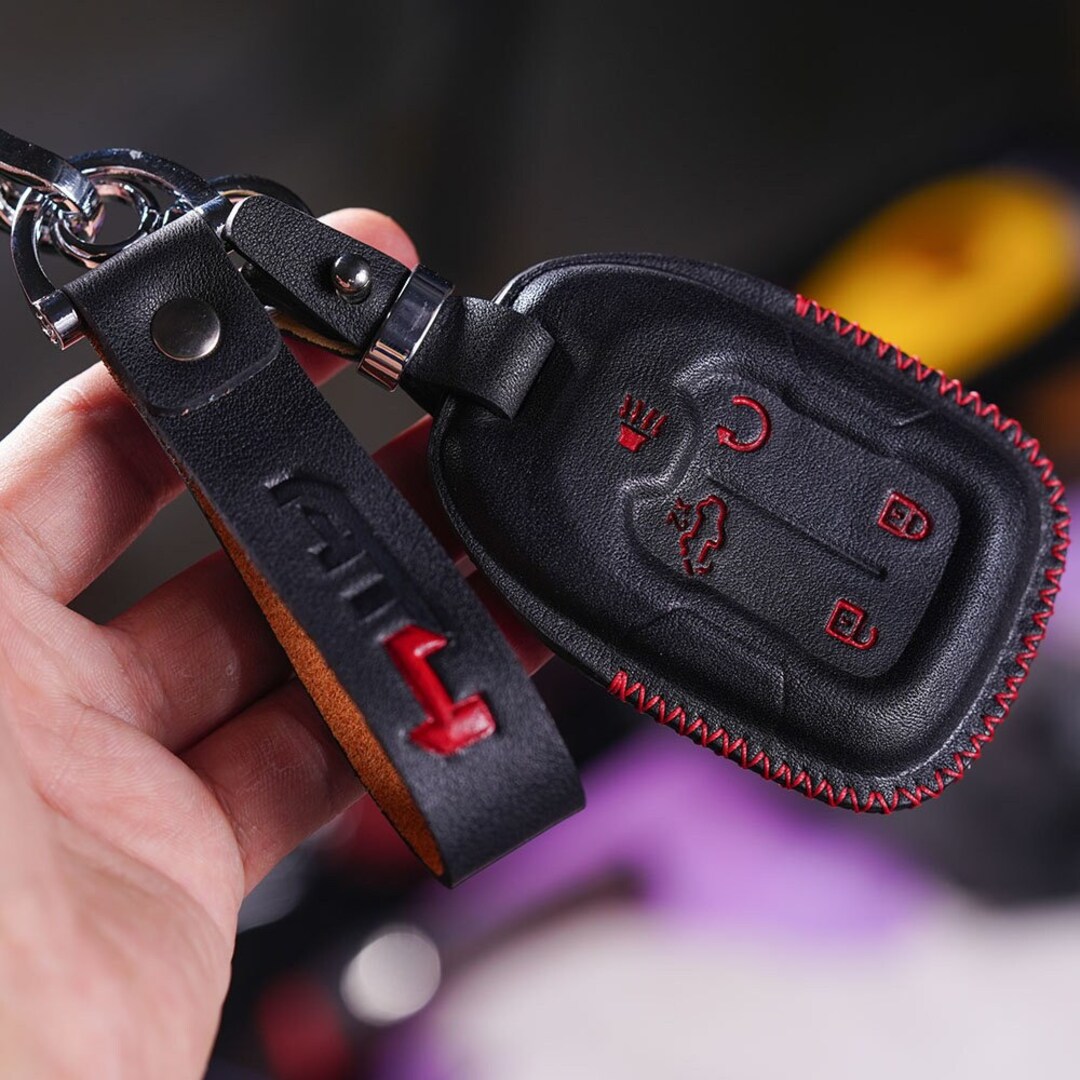 Leather Key Fob Cover Fits Sierra AT4 Paint Color 2008 - 2025 Siera ...