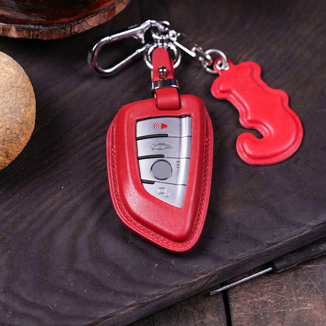 Custom Leather Key Fob Cover With Strap Initial Charm for Models: X1 X2 ...