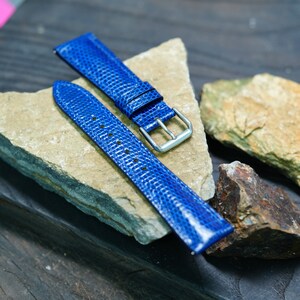 Lizard Watch Strap, Dark Blue, Custom Watch Strap, Sizes 16 18 20mm to ...