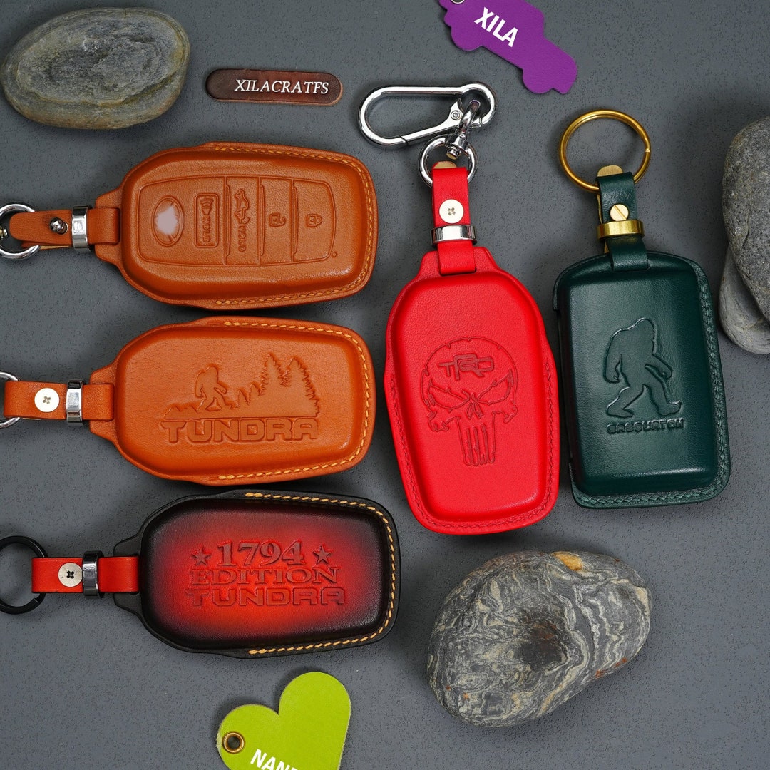 Personalized Leather Key Fob Cover for Toyota Tundra TRD Pro 1974 ...